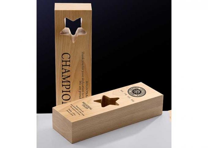 Wooden Custom Trophy Cup Engraving / Lasing Logo Star Design Awards For ...